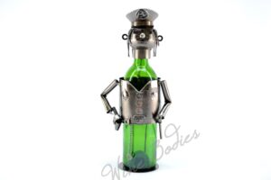 wine bodies cop policeman metal wine bottle holder, charcoal