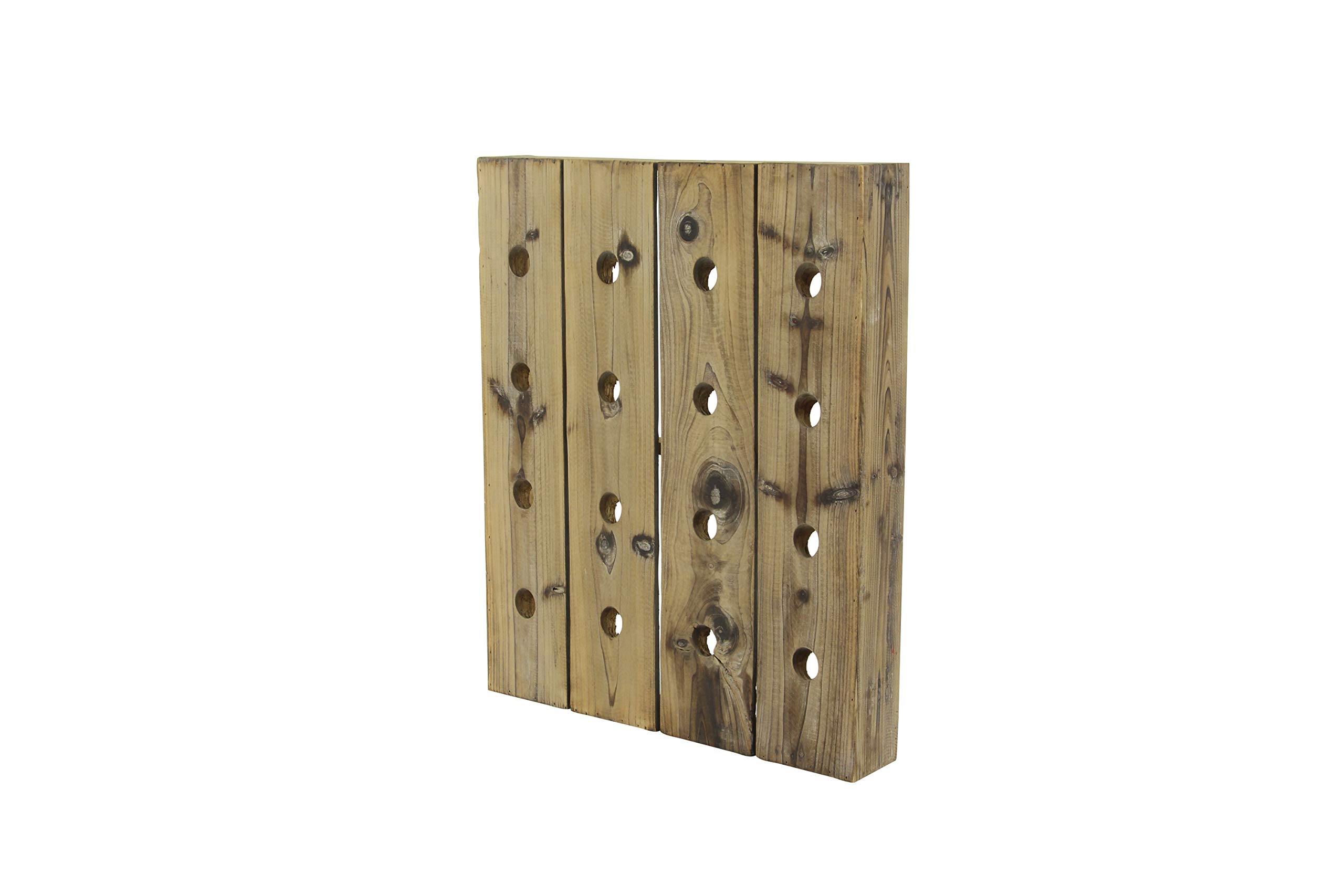 Deco 79 Wood 16 Bottle Wall Wine Rack, 21" x 4" x 25", Brown