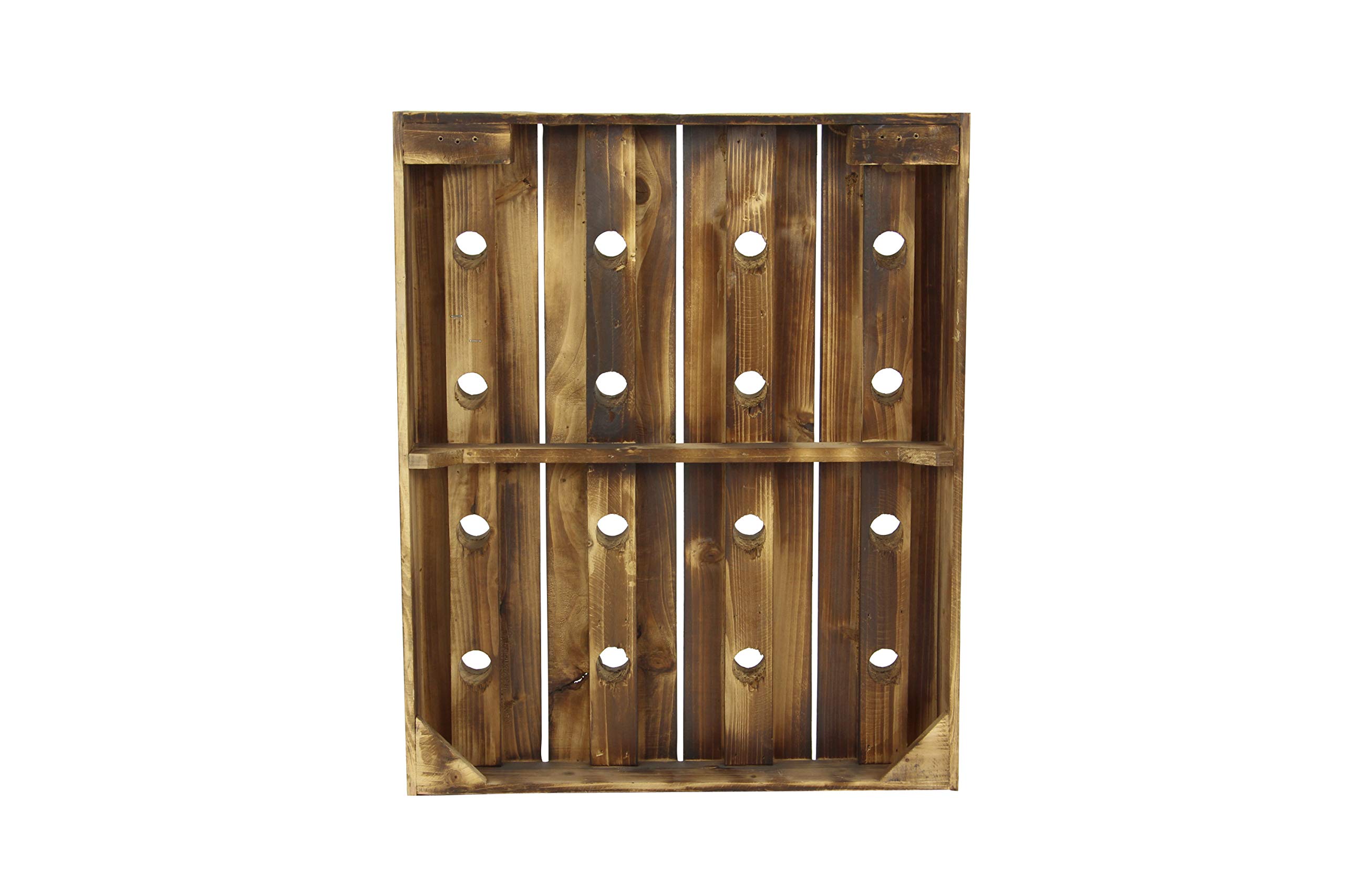 Deco 79 Wood 16 Bottle Wall Wine Rack, 21" x 4" x 25", Brown