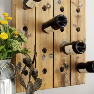 Deco 79 Wood 16 Bottle Wall Wine Rack, 21" x 4" x 25", Brown