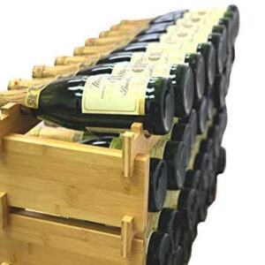 Coin and Coins - 36 Bottle Stackable Modular Wine Rack Wine Storage Rack Solid Bamboo Wine Holder Display Shelves, Wobble-Free (4-Tier, 36 Bottle Capacity)