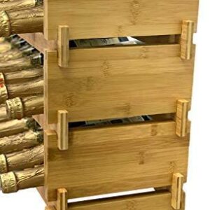 Coin and Coins - 36 Bottle Stackable Modular Wine Rack Wine Storage Rack Solid Bamboo Wine Holder Display Shelves, Wobble-Free (4-Tier, 36 Bottle Capacity)