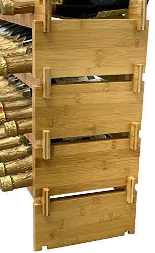 Coin and Coins - 36 Bottle Stackable Modular Wine Rack Wine Storage Rack Solid Bamboo Wine Holder Display Shelves, Wobble-Free (4-Tier, 36 Bottle Capacity)