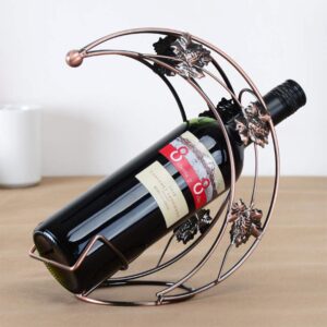 surprizon wine holder stand moom, tabletop metal wine holder | freestanding wine rack | single bottle countertop wine holder for home decor & kitchen storage rack