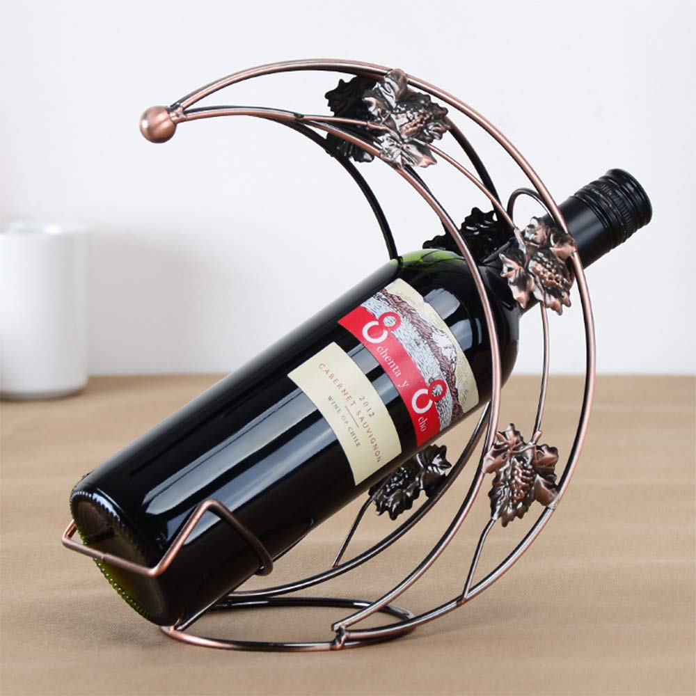 SURPRIZON Wine Holder Stand Moom, Tabletop Metal Wine Holder | Freestanding Wine Rack | Single Bottle Countertop Wine Holder for Home Decor & Kitchen Storage Rack