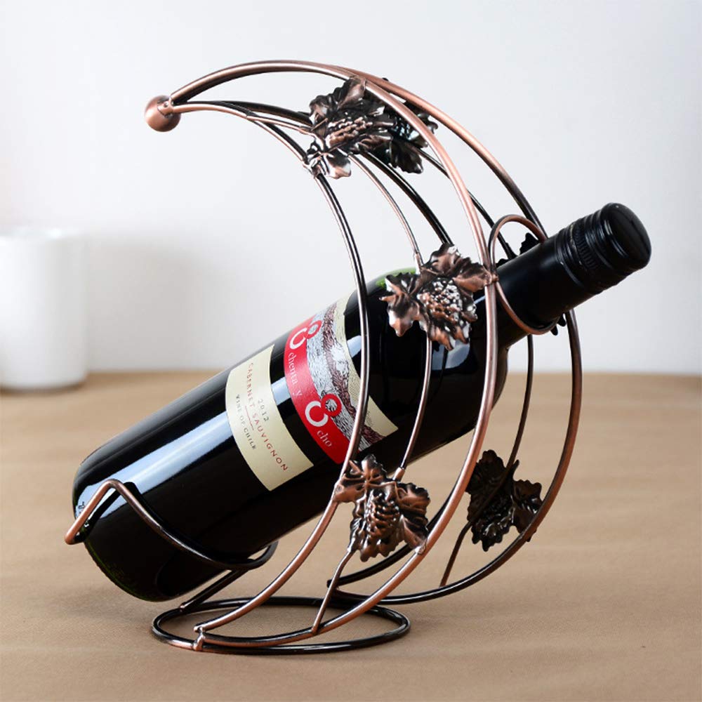 SURPRIZON Wine Holder Stand Moom, Tabletop Metal Wine Holder | Freestanding Wine Rack | Single Bottle Countertop Wine Holder for Home Decor & Kitchen Storage Rack