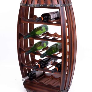 Vintiquewise Large Wooden Barrel Shaped 23 Bottle Wine Rack