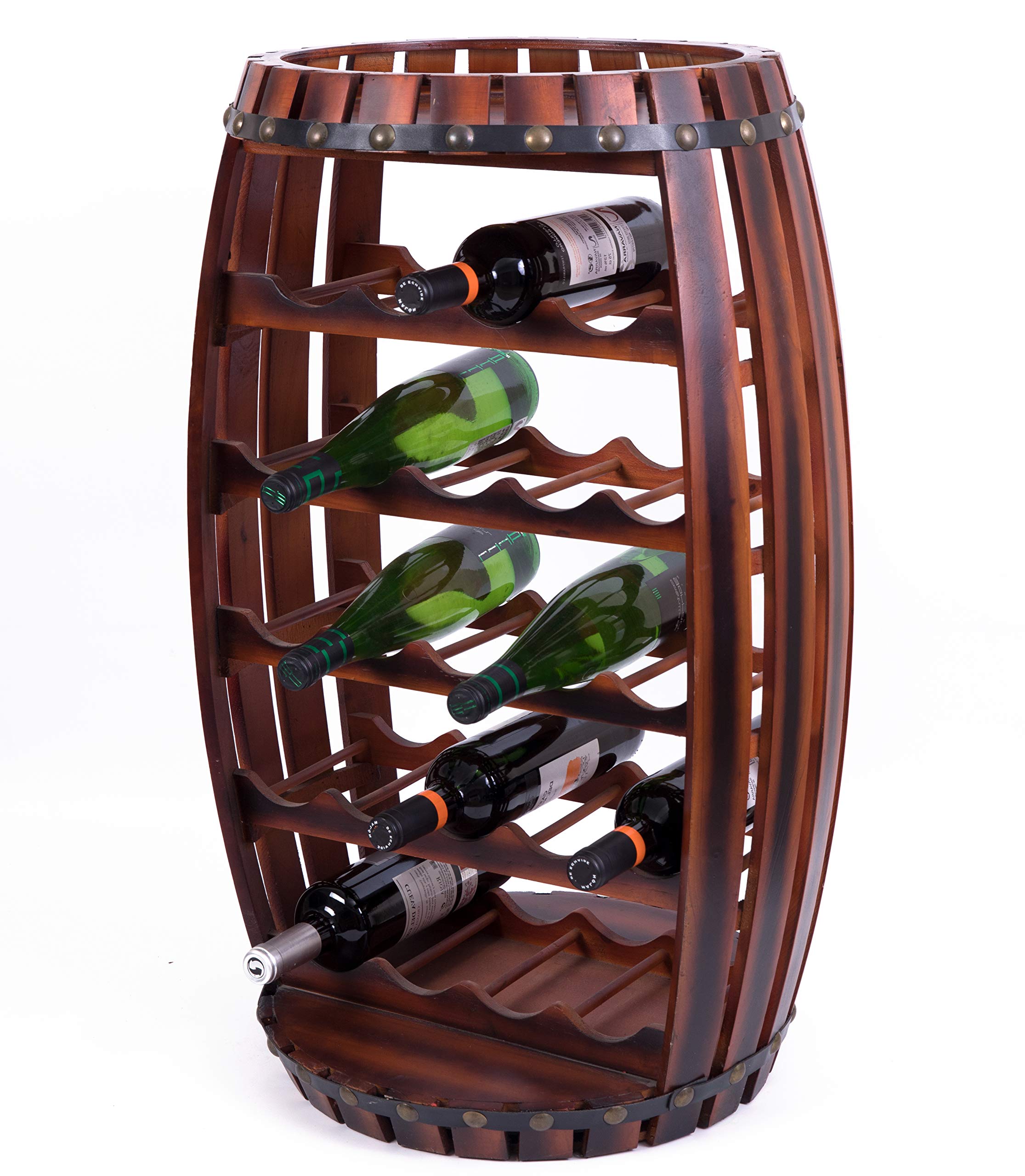 Vintiquewise Large Wooden Barrel Shaped 23 Bottle Wine Rack