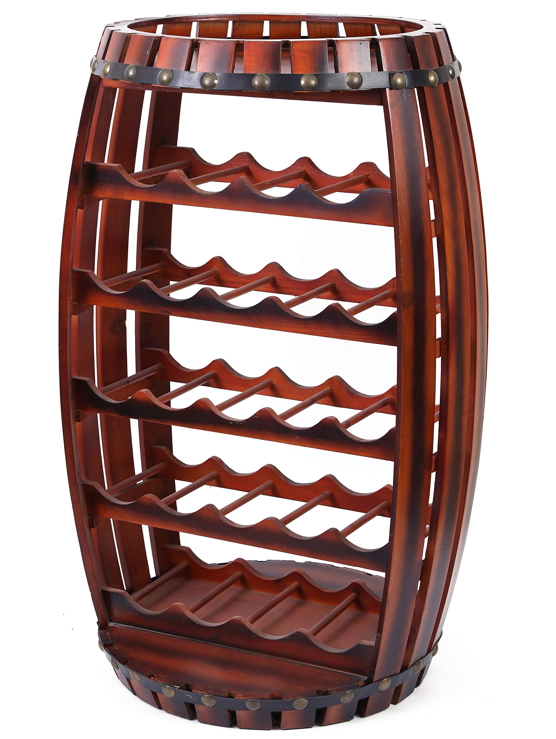 Vintiquewise Large Wooden Barrel Shaped 23 Bottle Wine Rack