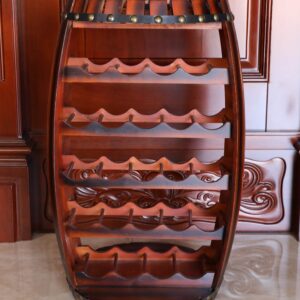 Vintiquewise Large Wooden Barrel Shaped 23 Bottle Wine Rack