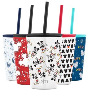 simple modern disney mickey mouse toddler cup with lid and straw | reusable insulated stainless steel kids tumbler | classic collection | 12oz, mickey mouse retro