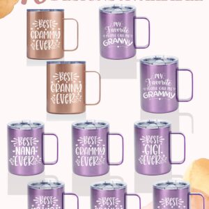 Onebttl Grandma Christmas Gifts, Insulated Stainless Steel Coffee Mug with Lid and Handle, Birthday, Mother's Day gifts, Shimmering Purple, (12 oz) Best Grammy Ever, Grammy gifts