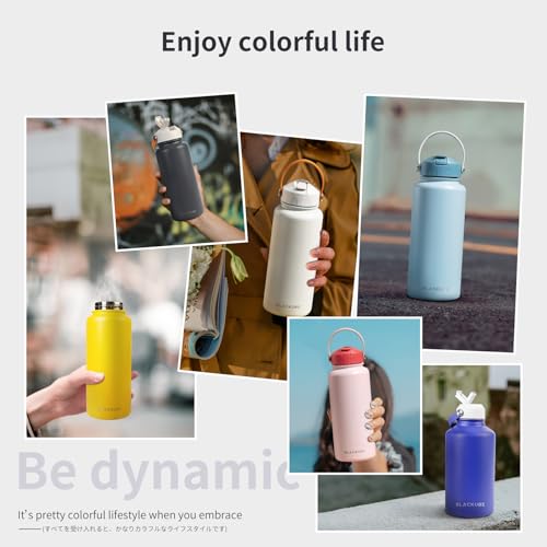 Blackube 32oz Insulated Water Bottle with Straw Lid, Stainless Steel Water Bottles Keeps Hot and Cold for School, Fitness, Outdoor and Camping-White