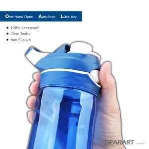 DEARART 26oz Blue Water Bottles With TRITAN, BPA FREE, Leakproof and One Hand Operation, Drink Quickly