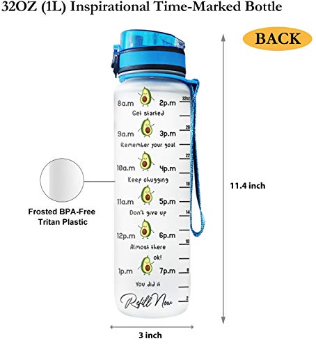 64HYDRO 32oz 1Liter Motivational Water Bottle with Time Marker & Removable Strainer, Flip Top Leakproof Durable BPA Free Non-Toxic for Home Work Gym Fitness Sports - Night Shift Nurse