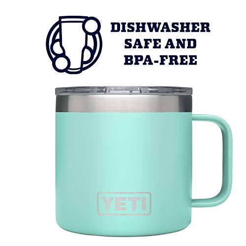 YETI Rambler 14 oz Stainless Steel Vacuum Insulated Mug with Lid, Seafoam