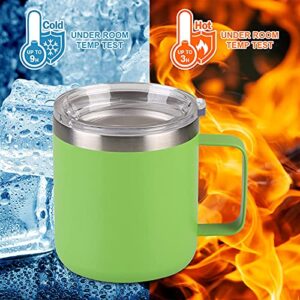 TAHOE TRAILS 12 oz Insulated Stainless Steel Coffee Mug, Vacuum Insulated Double Wall Travel Cup with Lid and Handle, Green