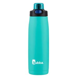 bubba radiant vacuum-insulated stainless steel water bottle with leak-proof lid and straw, rubberized water bottle with push-button straw lid, keeps drinks cold up to 12 hours, 24oz island teal