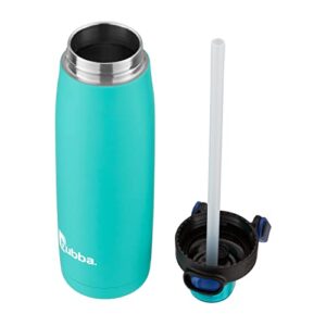 Bubba Radiant Vacuum-Insulated Stainless Steel Water Bottle with Leak-Proof Lid and Straw, Rubberized Water Bottle with Push-Button Straw Lid, Keeps Drinks Cold up to 12 Hours, 24oz Island Teal