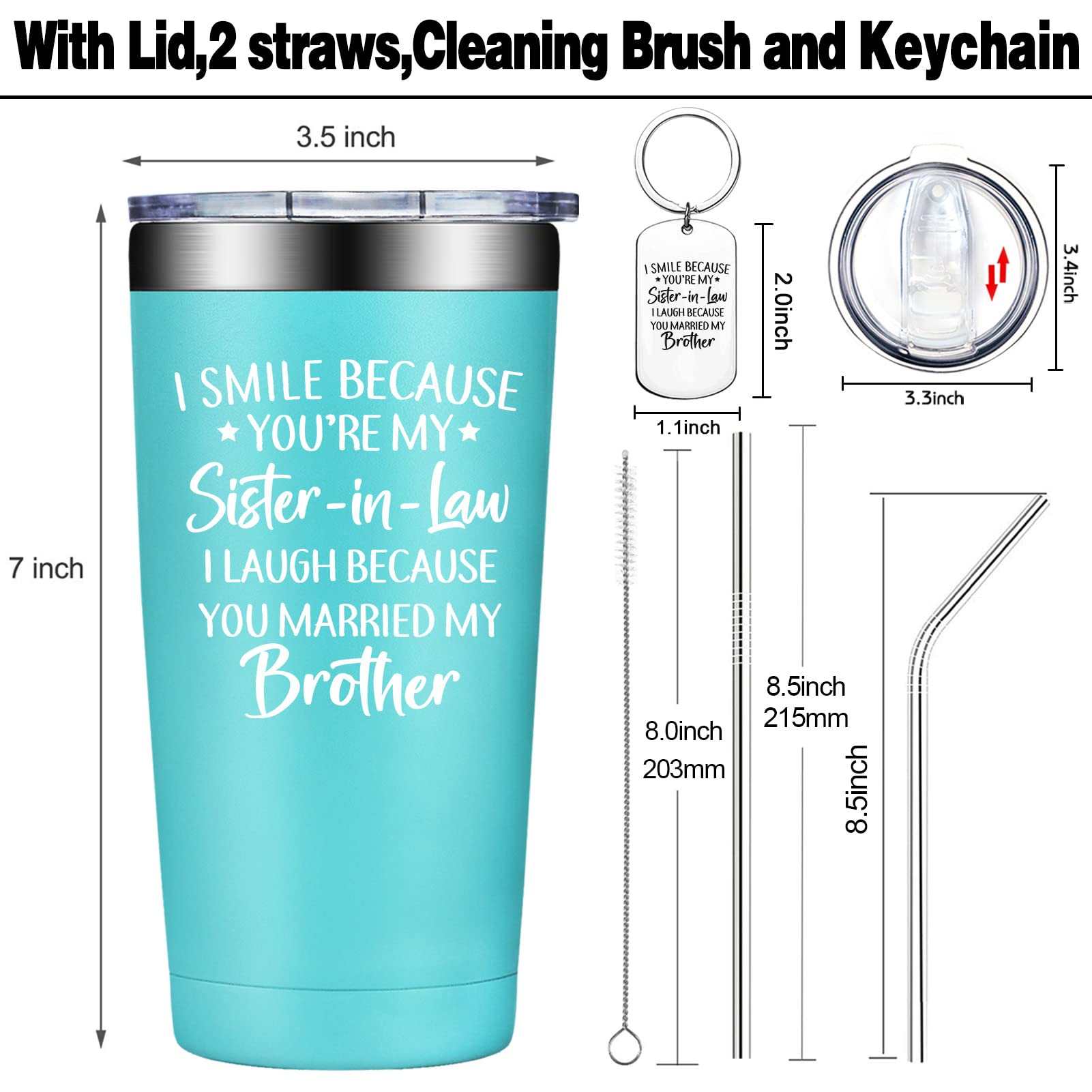 Grifarny Sister in Law Gifts, Gifts for Sister in Law - Sister in Law Birthday Gifts - Christmas Gifts for Sister in Law Women - Sister in Law Tumbler 20oz