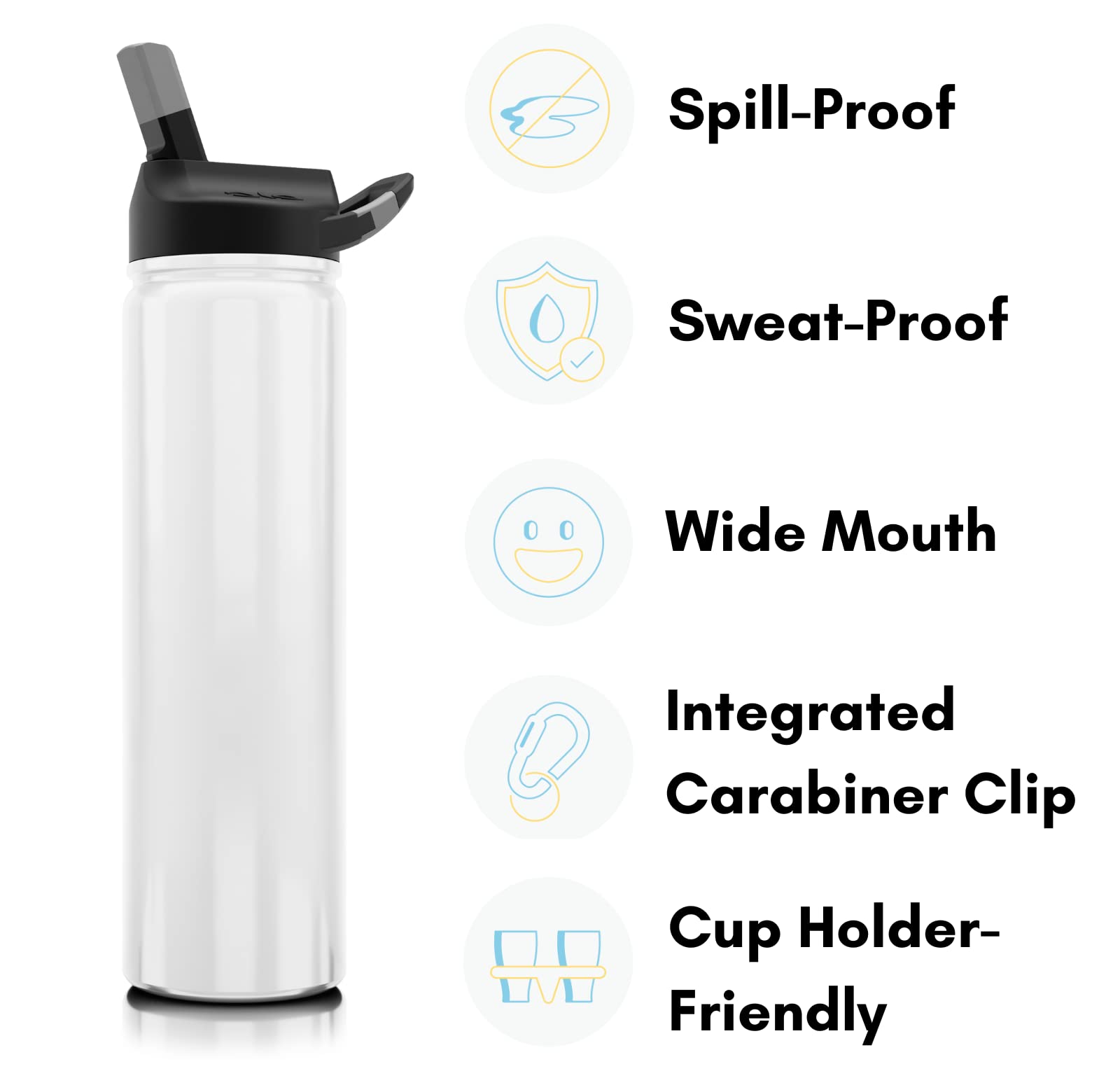 Seriously Ice Cold SIC 27oz Insulated Water Bottle Thermos, Premium Triple Layer Vacuum Stainless Steel, BPA Free Wide Mouth Lid with Carabiner Clip