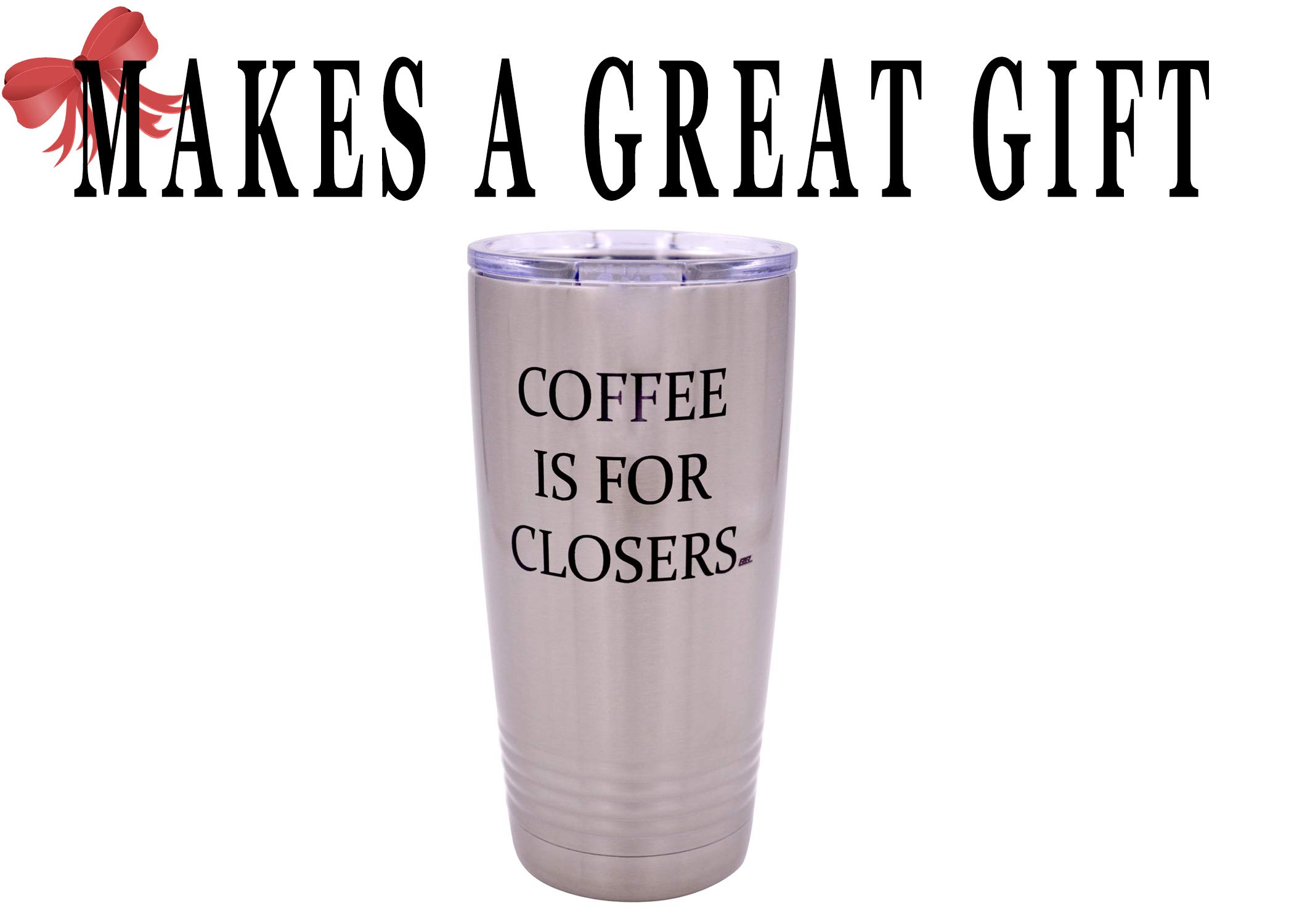 Rogue River Tactical Large Funny Realtor Real Estate Sales Coffee is For Closers 20 Ounce Travel Tumbler Mug Cup w/Lid Gift Salesperson Associate