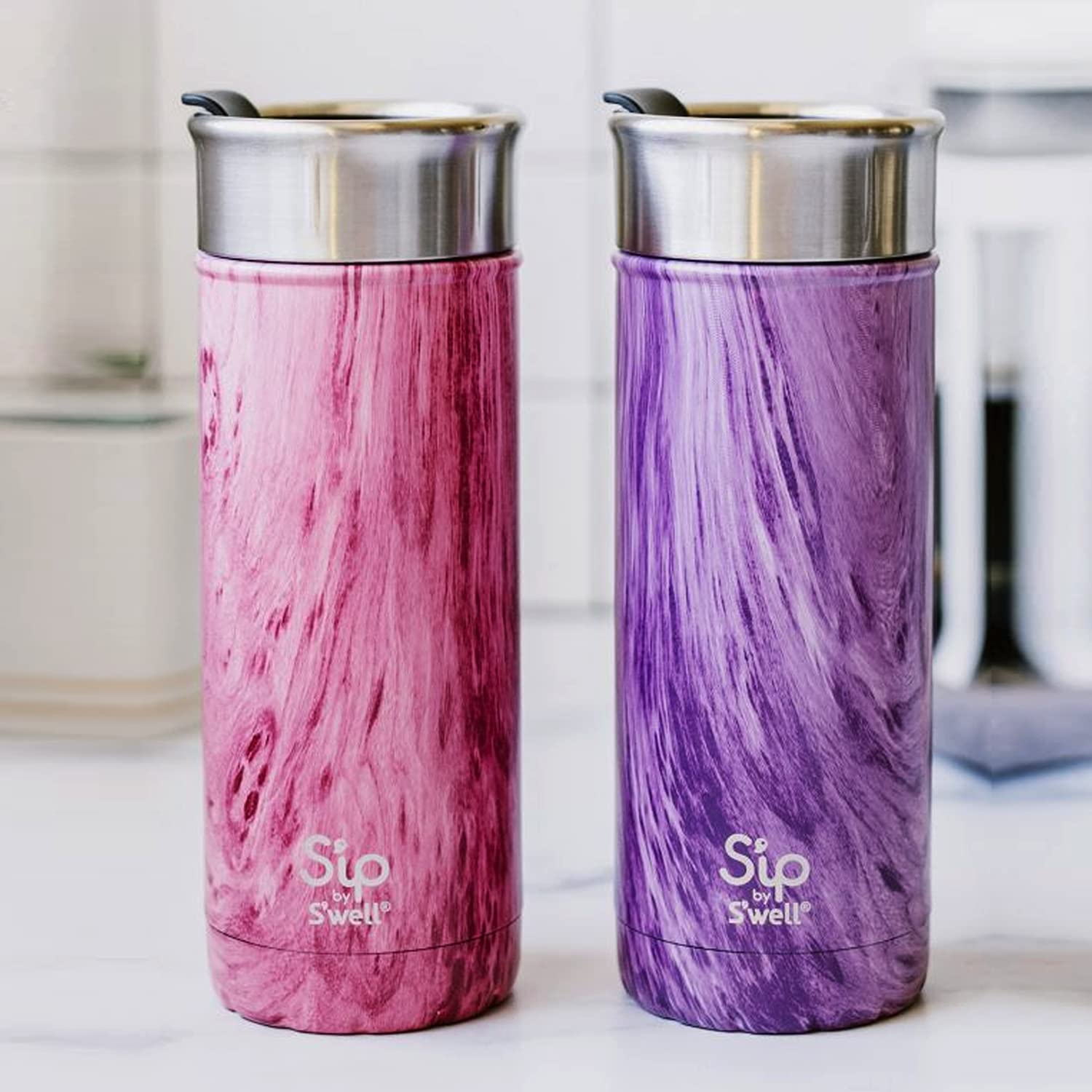 S'well S'ip Stainless Steel Travel Mug - 16oz - Grape Grove - Double-Walled Vacuum-Insulated Keeps Drinks Cold for 16 Hours and Hot for 4 - with No Condensation - BPA-Free Water Bottle