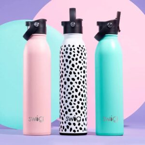 Swig Life 20oz Insulated Water Bottle with Straw & Flip + Sip Handle | Leak Proof, Dishwasher Safe, Cup Holder Friendly, Stainless Steel Water Bottle in Confetti