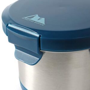 Arctic Zone Leak Proof Thermal Vacuum Insulated Food Jar Container with Safe & Easy 4 Lock Lid for Hot and Cold Food, 16oz Capacity - Blue