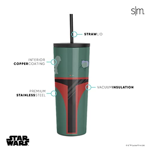 Simple Modern Star Wars Insulated Tumbler Cup with Flip Lid and Straw Lid | Gifts for Women Men Reusable Stainless Steel Water Bottle Travel Mug | Classic Collection | 24oz The Child