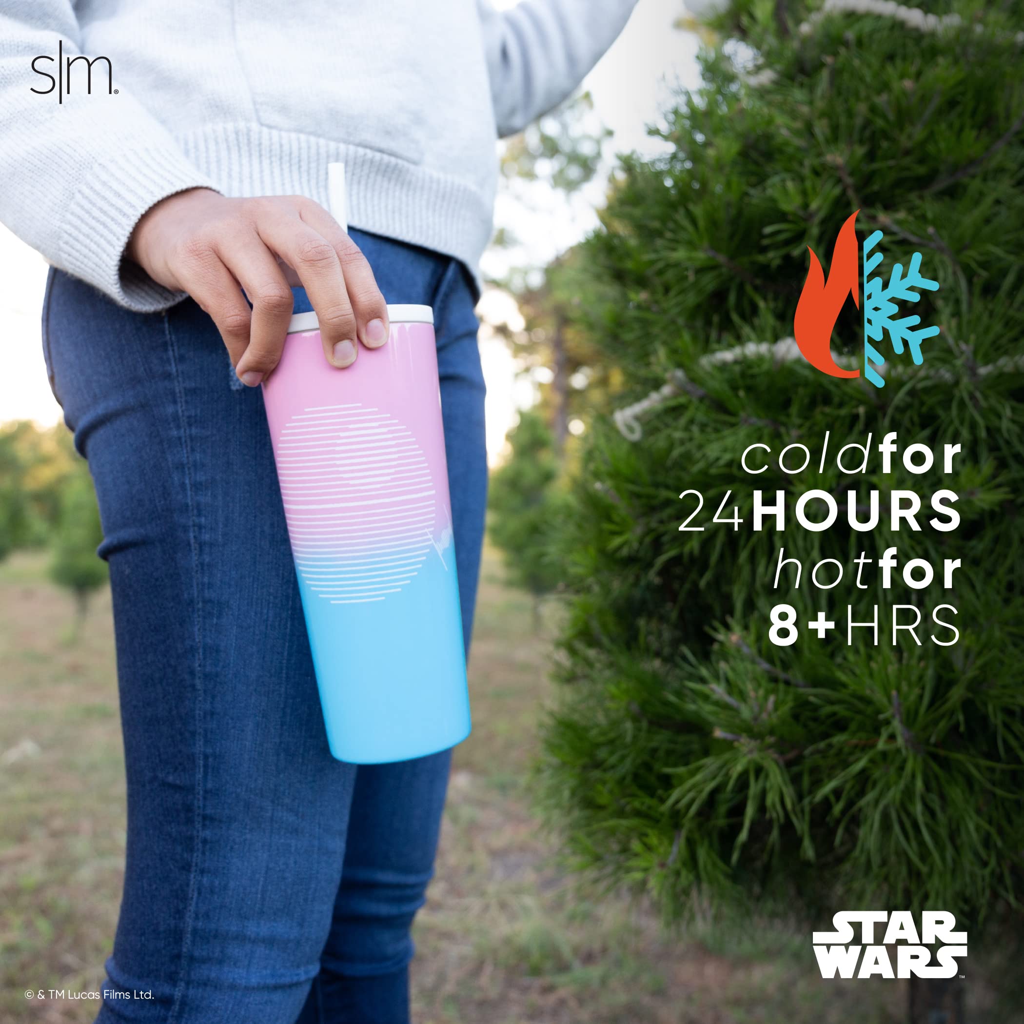 Simple Modern Star Wars Insulated Tumbler Cup with Flip Lid and Straw Lid | Gifts for Women Men Reusable Stainless Steel Water Bottle Travel Mug | Classic Collection | 24oz The Child