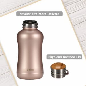 YOHKOH Mini Insulated Water Bottle With Bamboo Lid - 8.8oz Small Vacuum Insulated Water Bottle for Women Kids, 12 Hrs Hot & 24 Hrs Cold Stainless Steel Thermos Leak-Proof BPA-Free (8.8oz,Gold)