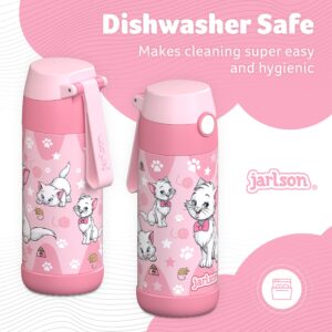 JARLSON® kids water bottle - MALI - insulated stainless steel water bottle with chug lid - thermos - girls/boys (Cat 'Star', 12 oz)