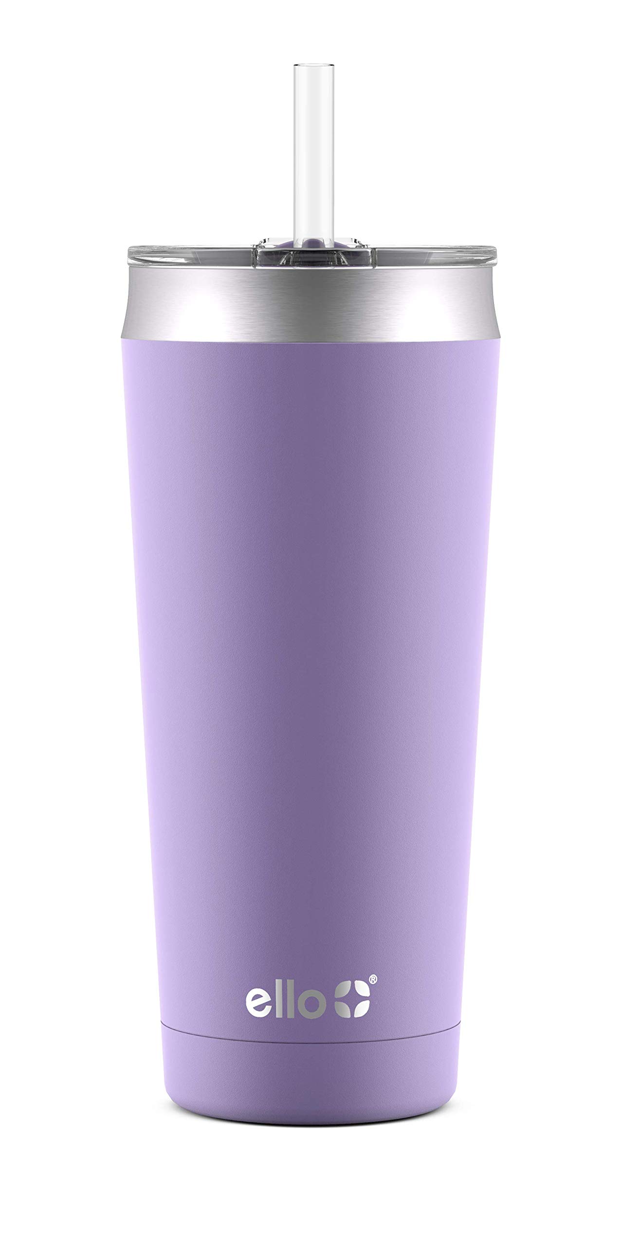 Ello Beacon Vacuum Insulated Stainless Steel Tumbler with Slider Lid and Optional Straw, 24 oz, Lavender