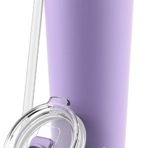 Ello Beacon Vacuum Insulated Stainless Steel Tumbler with Slider Lid and Optional Straw, 24 oz, Lavender