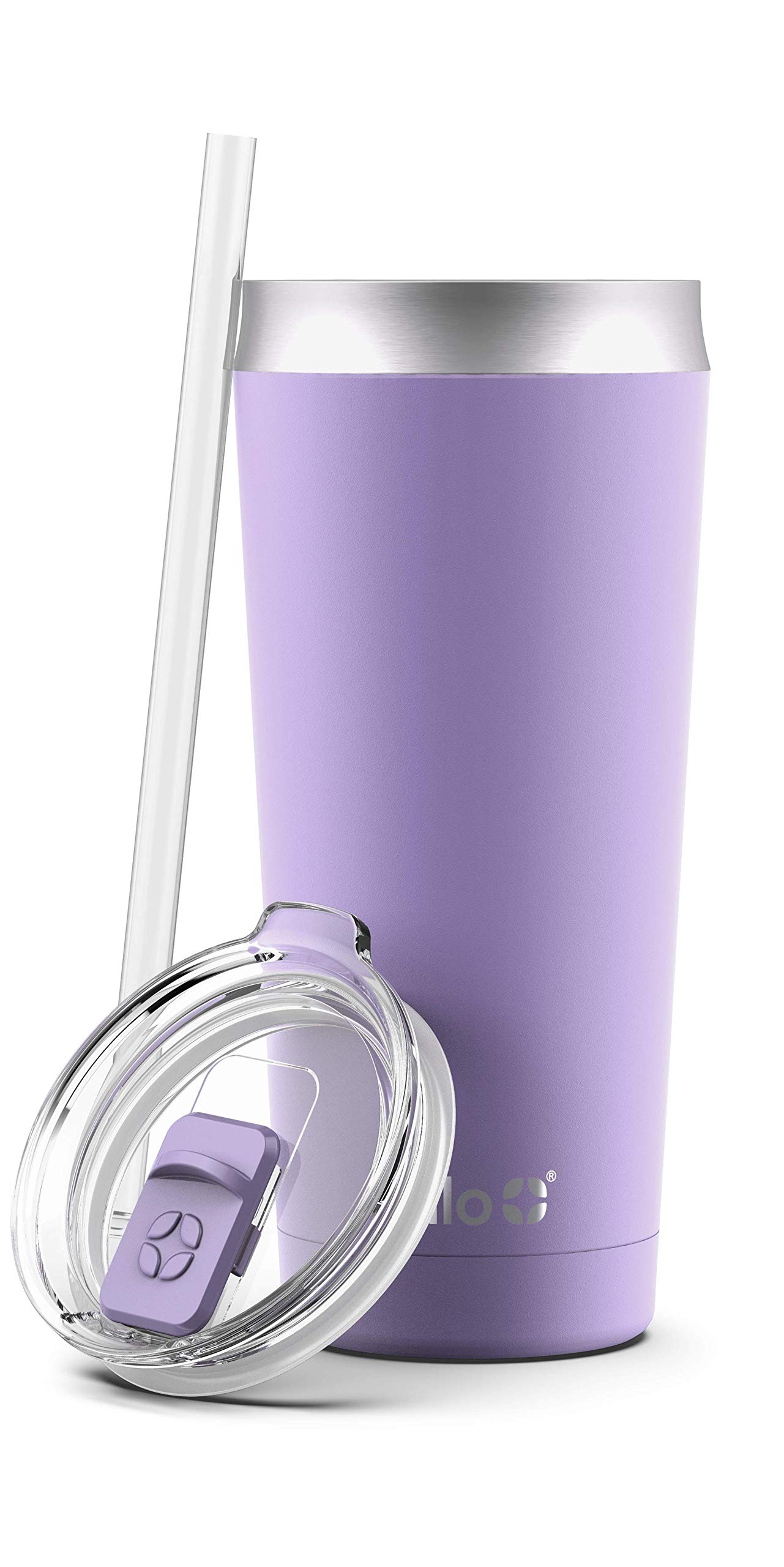 Ello Beacon Vacuum Insulated Stainless Steel Tumbler with Slider Lid and Optional Straw, 24 oz, Lavender