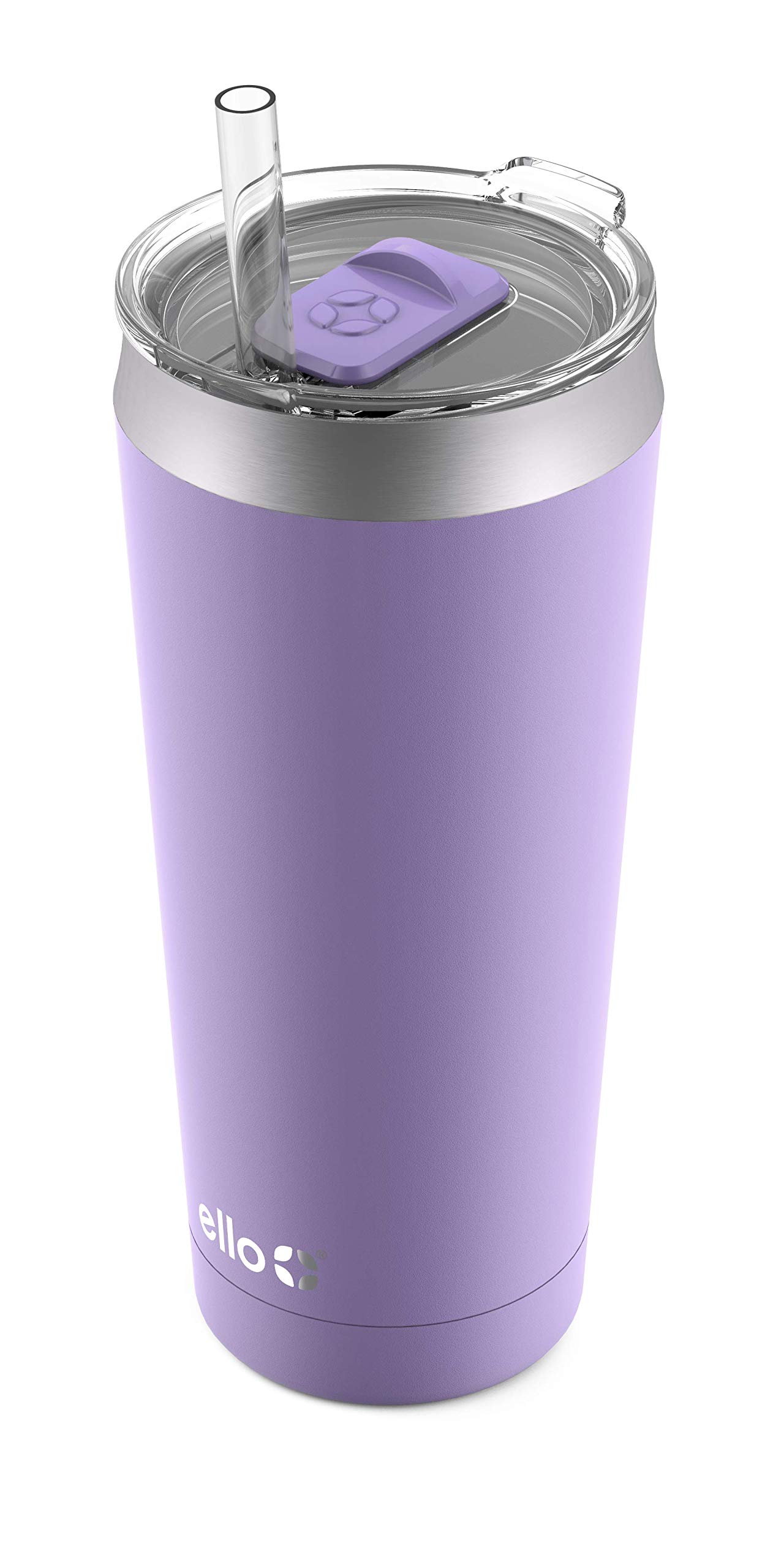 Ello Beacon Vacuum Insulated Stainless Steel Tumbler with Slider Lid and Optional Straw, 24 oz, Lavender