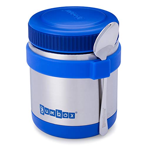 Yumbox Zuppa 14 oz Triple Insulated Stainless Steel Food Jar, Leakproof kids thermos Food Jar, Removable Utensil Band and spoon, Easy Grip, Stays Hot 6 Hours or Cold for 12 Hours, (Neptune Blue)