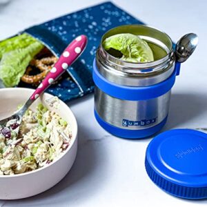 Yumbox Zuppa 14 oz Triple Insulated Stainless Steel Food Jar, Leakproof kids thermos Food Jar, Removable Utensil Band and spoon, Easy Grip, Stays Hot 6 Hours or Cold for 12 Hours, (Neptune Blue)