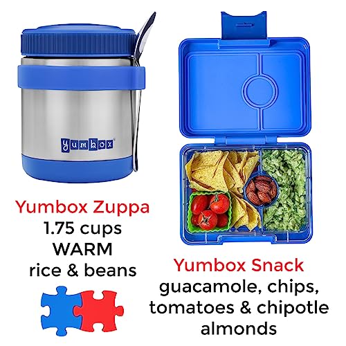 Yumbox Zuppa 14 oz Triple Insulated Stainless Steel Food Jar, Leakproof kids thermos Food Jar, Removable Utensil Band and spoon, Easy Grip, Stays Hot 6 Hours or Cold for 12 Hours, (Neptune Blue)