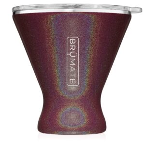 brümate margtini 10oz martini margarita tumbler - made with vacuum-insulated stainless steel (glitter merlot)