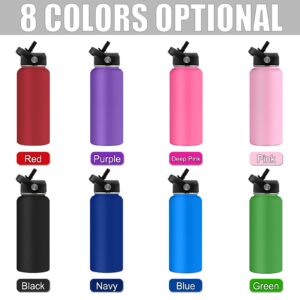 Custom Water Bottles Personalized with Straw Lid 24 oz Customized Stainless Steel Water Bottles with Engraved Names Double Wall Insulated for School Sports