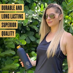 Insulated Stainless Steel Water Bottles, Arc Bottle. Double Walled Vacuum sealed for sports and outdoors. Cold for 24 hrs Hot for 18 Hrs (750ml, black)