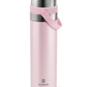 Vacuum insulated Bottle with cup 580ml/20oz Stainless Steel Thermo Bottles for Hot and Cold drink coffee water thermo flask with cup.(580ml,Pink)