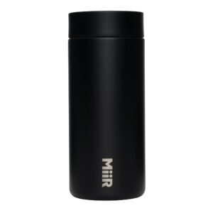 miir, 360 traveler, stainless steel double-wall vacuum insulated tumbler, black, 12 fluid ounces