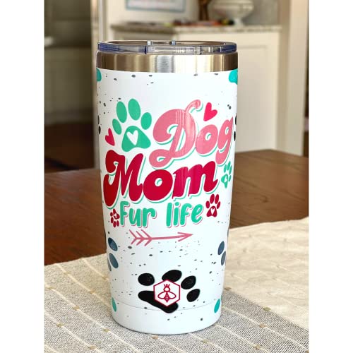 Biddlebee Dog Mom Gifts for Women Dog Mom Travel Coffee Mug w/Slider Lid | 20oz Spill Proof Insulated Cup | Dog Lovers Gifts for Women | Gifts for Dog Lovers, Dog Owner, Fur Mama