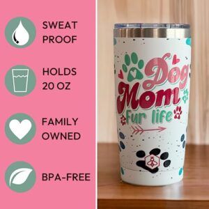 Biddlebee Dog Mom Gifts for Women Dog Mom Travel Coffee Mug w/Slider Lid | 20oz Spill Proof Insulated Cup | Dog Lovers Gifts for Women | Gifts for Dog Lovers, Dog Owner, Fur Mama