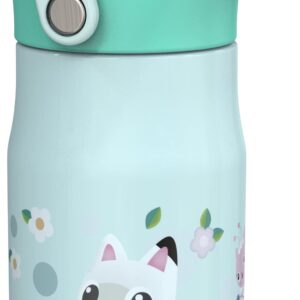 Zak Designs Harmony Gabby's Dollhouse Kid Water Bottle for Travel, 14oz Recycled Stainless Steel, Leak-Proof When Closed and Vacuum Insulated (Pandy Paws, Cakey Cat, Mercat, Kitty Fairy)