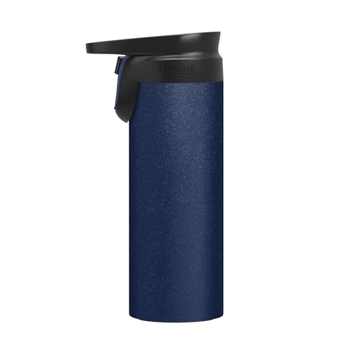 CamelBak Forge Flow Coffee & Travel Mug, Insulated Stainless Steel - Non-Slip Silicon Base - Easy One-Handed Operation - 16oz, Navy