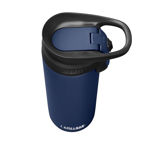 CamelBak Forge Flow Coffee & Travel Mug, Insulated Stainless Steel - Non-Slip Silicon Base - Easy One-Handed Operation - 16oz, Navy